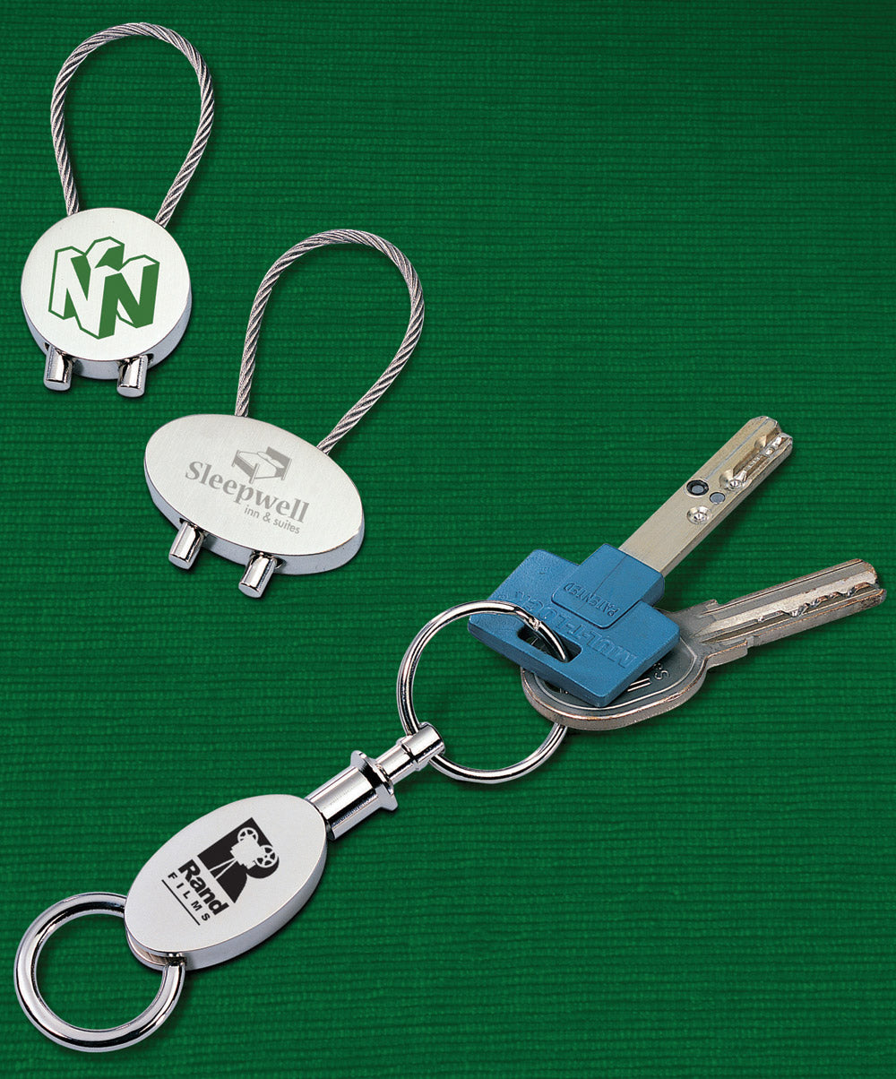 Oval Shiny Chrome Detachable Key Holder